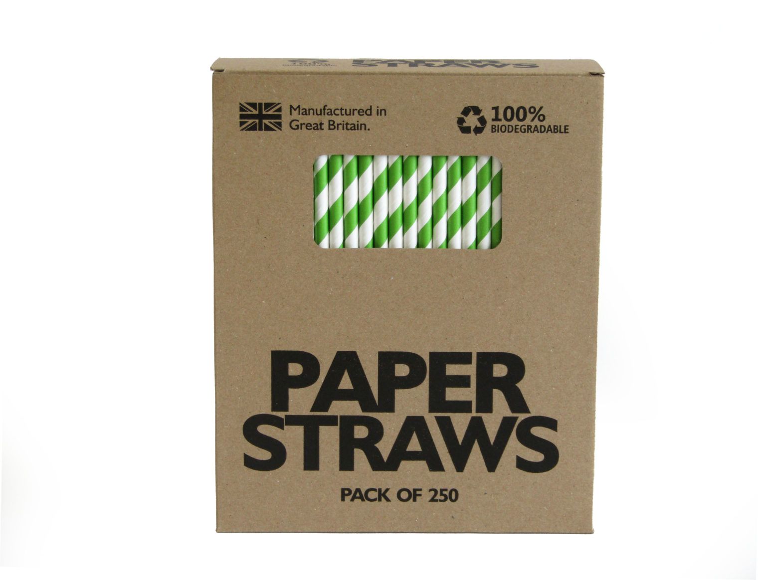 Green Paper Straws » Pack of 250 Biodegradable Single-Use Straws